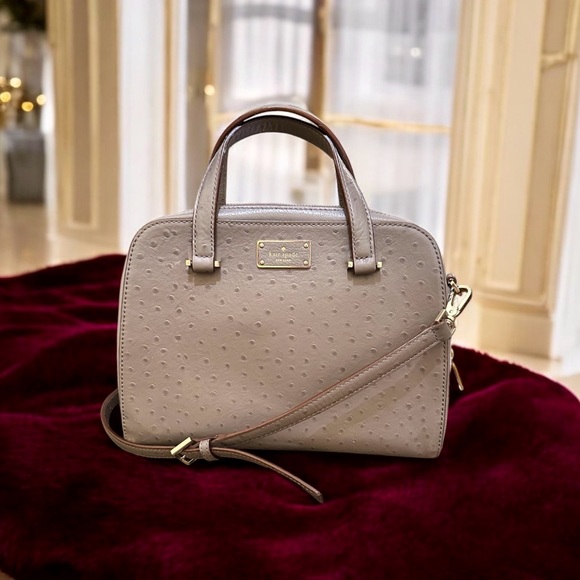 kate spade | Bags | Kate Spade Gray Ostrich Embossed Kay Street Leather ...